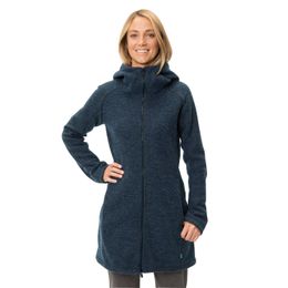 Strickfleecejacke Vaude "WOMEN'S TINSHAN COAT III", Damen, Gr. 44, schwarz sea, Stoff, Obermaterial: 56% Polyester, 31% Wolle, 13% Polyacryl, normal, hoch geschlossener Ausschnitt, angeschnitten B&uuml;ndchen, Jacken, mit Kapuze, mit Zwei-Wege-Frontrei&szlig;verschluss, mit Eingrifftaschen