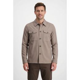 Hemdjacke LINDBERGH, Damen, Gr. S, beige (deep sand mel), Web, Obermaterial: 65% Polyester, 31% Viskose, 4% Elasthan, unifarben, l&auml;ssig geschnitten h&uuml;ftbedeckend, Rundhals, 1-Knopf-Manschette, Jacken, mit 2 Brusttaschen