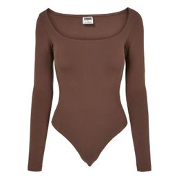 Langarmshirt Urban Classics "Urban Classics Damen Ladies Organic Longsleeve Body", M&auml;dchen, Gr. M, bark, 95% Baumwolle, 5% Elasthan, unifarben, slim fit, eckiger Ausschnitt, Shirts Langarmshirt