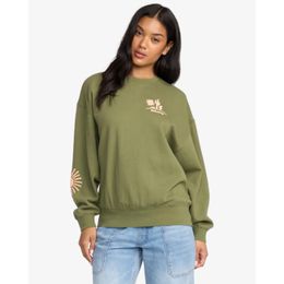 Billabong Damen Sweatshirt "SUN WAVE LIVIN KENDAL CREW FLC"luv army, Gr. XS, Obermaterial: 80% Baumwolle, 20% Polyester, Sweatshirts