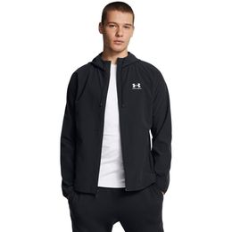 Windbreaker Under Armour "UA VIBE WOVEN JACKET", Herren, Gr. XL, schwarz,, wei&szlig;, Obermaterial: 87% Polyester, 13% Elasthan, Jacken Windbreaker, mit Elasthan-Anteil, leichtes Material