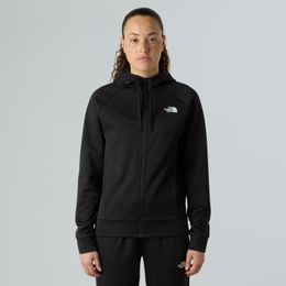 Fleecejacke The North Face "W REAXION 2.0 HOODED FULL ZIP JACKET", Damen, Gr. XS, tnf schwarz heather, Obermaterial: 100% Polyester, normal, Jacken Fleecejacke, sportlicher Stil, mit Kapuze und Kordelzug, mit Eingrifftaschen