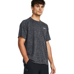 Trainingsshirt Under Armour "UA TECH TEXTURED SS", Herren, Gr. L, schwarz,, wei&szlig;, Obermaterial: 100% Polyester, normal, Rundhals, Shirts, normale Schnittform, Kurzarm, sportlicher Stil, Rundhalsausschnitt
