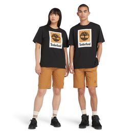 T-Shirt Timberland "STACK LOGO Colored Short Sleeve Tee", Herren, Gr. M, schwarz, Jersey, Obermaterial: 100% Baumwolle, bedruckt, Rundhals, Shirts T-Shirt, UNISEX