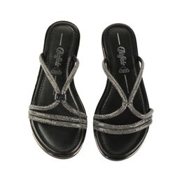Sandale Buffalo "Buffalo KIRA MSS GLAM", Damen, Gr. 38, schwarz, Polyurethan, unifarben, Schuhe Sandale