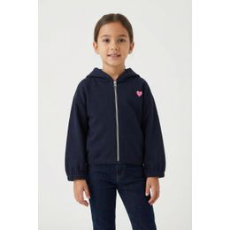 Sweatjacke Tom Tailor, M&auml;dchen, Gr. 92/98, sky captain, Sweatware, Obermaterial: 100% Baumwolle, bestickt, unifarben, normal h&uuml;ftbedeckend, Rundhals, elastischer Bund, Sweatjacken Sweatjacke, mit Kapuze und Herz-Stickerei / for Girls