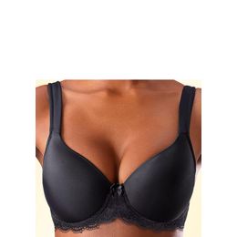 Schalen-BH Lascana, Damen, Gr. 75, Cup F, schwarz, Microtouch, Obermaterial: 85% Polyamid, 15% Elasthan, BHs Schalen-BH, mit B&uuml;gel, nahtlos vorgeformte Cups, Spitzendetails, Dessous