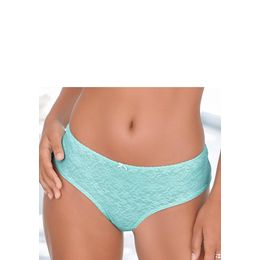 Panty Lascana "Elisa", Damen, Gr. 36/38, blau (t&uuml;rkis), Spitze, Obermaterial: 78% Polyamid, 22% Elasthan, Unterhosen Panty, aus zarter, blumiger Spitze