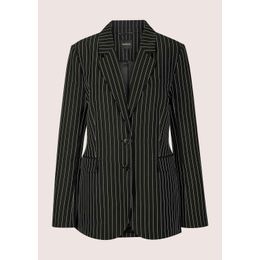 Madeleine Mode Jackenblazer MADELEINE "Blazer Longblazer mit Nadelstreifen", Damen, Gr. 34, schwarz (schwarz, wollwei&szlig;), Obermaterial: 95% Polyester PES. 5% Elasthan EL., Modern, tailliert, Blazer, Streifenblazer