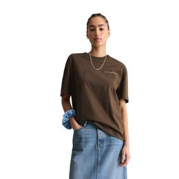 Marc O'Polo T-Shirt MARC O'POLO DENIM "mit R&uuml;ckenprint", Damen, Gr. L, hazelnut braun, Obermaterial: 100% Baumwolle, unifarben, Basic, relaxed fit, Rundhals, normaler Saum, Shirts T-Shirt