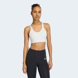 Sport-BH adidas Performance "OPT ESS HS", Damen, Gr. L, Cup C/D, wei&szlig;, Obermaterial: 85% Polyester, 15% Elasthan, BHs Sport-BH