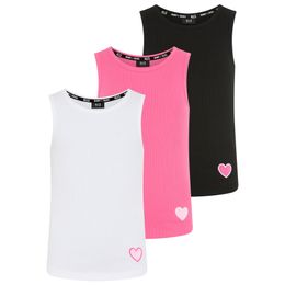 H.I.S. Ripptanktop H.I.S "3er Pack H.I.S Ripp-Tops mit Stickerei", M&auml;dchen, Gr. 152/158, schwarz, wei&szlig;, pink, Rippware, Obermaterial: 100% Baumwolle, bestickt, Basic, Rundhals, Tops, f&uuml;r M&auml;dchen, &auml;rmelloses Design, aus Baumwolle, elastische Rippware