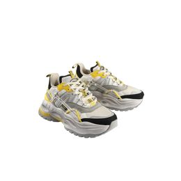 Trainingsschuh Buffalo "Buffalo Triplet HolLow Vntg Nappa/Suede/Mesh", Damen, Gr. 39, grau, gelb, schwarz, Schuhe