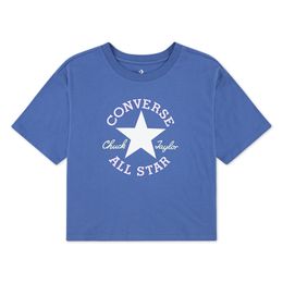 T-Shirt Converse "CNVG S/S DISSECTED CTP T-SHIRT", M&auml;dchen, Gr. 122/128 (S), indigo storm, Obermaterial: 60% Baumwolle, 40% Polyester, Rundhals, Shirts T-Shirt, f&uuml;r Kinder und Jugendliche, sportlicher Stil, Rundhalsausschnitt