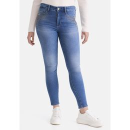 5-Pocket-Jeans STOOKER WOMEN "Rio Colour Skinny Fit Jeans", Damen, Gr. 40, L&auml;nge 28, blau (blau denim used), Denim/Jeans, 82% Baumwolle, 17% Polyester, 1% Elasthan, skinny fit lang, Jeans 5-Pocket-Jeans, Skinny Fit Casual Clean Wash Denim Jeans Magic Shape Effekt f&uuml;r Damen