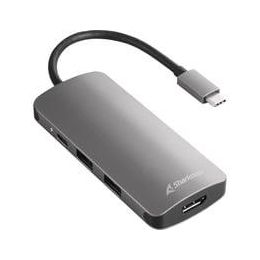 Sharkoon USB 3.0 Type C Multiport Adapter, Dockingstation dunkelgrau, USB-C, HDMI, MicroSD, SD