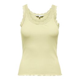 Tanktop Only "ONLSARA &ndash; Tanktop mit Spitzendetail am Ausschnitt", Damen, Gr. XL, beige (double cream), Jersey, Obermaterial: 94% Baumwolle, 6% Elasthan, unifarben, regular fit normal, Rundhals, Tops Tanktop, Baumwollmischung, regular fit