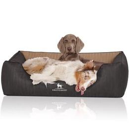 Knuffelwuff Orthop&auml;disches Hundebett Outback aus laser-gestepptem Kunstleder creme/ schwarz XL