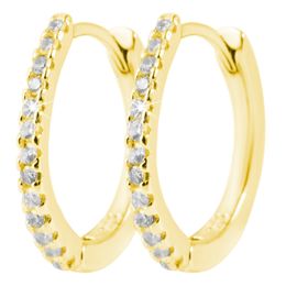 Adelia&acute;s ADELIA ́S Damen Klappcreolen "Damen Ohrringe &ndash; Klappcreole aus 925 Silber mit Zirkonia"gold, Silber 925 (Sterlingsilber), Ohrringe, Perfekt als