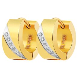 Adelia&acute;s ADELIA ́S Damen Klappcreolen "Damen Ohrringe &ndash; Klappcreole aus Edelstahl mit Strass Steinchen"gold, Edelstahl, Ohrringe, Perfekt zum Verschenken an