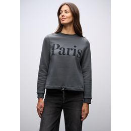 Street One Damen Sweatshirtgravel grau, Gr. 38, bedruckt, Sweatware, Obermaterial: 60% Baumwolle, 40% Polyester, Sweatshirts, mit Print, Wording