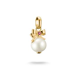 Thomas Sabo Damen Charm-Einh&auml;nger "Charm Perle mit Schleife - Connect"gelbgoldfarben, rot, wei&szlig;, rot, Perlen, Silber 925 (recycelt), Charms, mit
