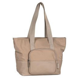 Shopper Tom Tailor "Viene", Damen, Gr. B/H/T: 40cm x 28cm x 13cm, taupe, Taschen Shopper, fein genarbtes Lederimitat trifft auf leichtes Nylon mit feinem Logo