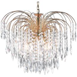 Searchlight H&auml;ngeleuchte "Kristall-Leuchte Waterfall, 5-flammig", gold, 5, &Oslash; 53cm H: 45cm, 1 Stk., Leuchten, Glamour&ouml;s, H&auml;ngeleuchte