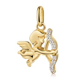 Kettenanh&auml;nger Firetti "Schmuck Geschenk Gold 333 Halsschmuck Anh&auml;nger Amor Pfeil", gelbgoldfarben, wei&szlig;goldfarben, kristallwei&szlig;, kristallwei&szlig;, Schmuckanh&auml;nger, Damen, Gelbgold 333, 1,28 g, Kettenanh&auml;nger, mit Zirkonia (synth.)