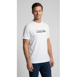 T-Shirt Calvin Klein "SS 30s E SPRTSWR 2 G", Herren, Gr. L, wei&szlig; (hellwei&szlig;), Single Jersey, Obermaterial: 100% Baumwolle, unifarben, regular fit h&uuml;ftlang, Rundhals, Shirts T-Shirt, mit Logo-Schriftzug
