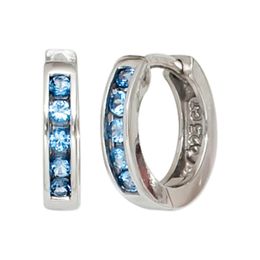 Jobo Damen Paar Creolen "Ohrringe 12 mm", 12mm, Silber 925 (Sterlingsilber)blau, Silber 925 (Sterlingsilber), Ohrringe, 925 Silber mit 10 Zirkonia