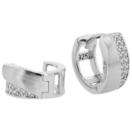 Adelia&acute;s ADELIA ́S Damen Klappcreolen "Damen Ohrringe &ndash; Klappcreole aus 925 Silber mit Zirkonia"silber, Silber 925 (Sterlingsilber), Ohrringe, Geschenkidee: