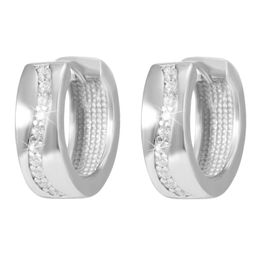 Adelia&acute;s ADELIA ́S Damen Klappcreolen "Damen Ohrringe &ndash; Klappcreole aus 925 Silber mit Zirkonia"silber, Silber 925 (Sterlingsilber), Ohrringe, Sch&ouml;ne