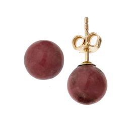 Jobo Damen Paar Ohrstecker "Kugel Ohrringe 8 mm dunkelrot", 8mm, Gelbgold 333rot, Gelbgold 333, Ohrringe, 333 Gold mit Rhodonit