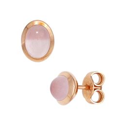 Jobo Damen Paar Ohrstecker "Ohrringe rosa oval", Ros&eacute;gold 585ros&eacute;gold 585, Ros&eacute;gold 585, Ohrringe, 585 Ros&eacute;gold mit Rosenquarz