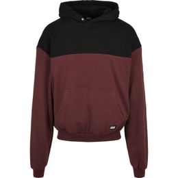 Rundhalspullover Urban Classics "Urban Classics Herren Upper Block Hoody", Herren, Gr. M, cherry, schwarz, 65% Baumwolle, 35% Polyester, mehrfarbig, loose fit, ohne Ausschnitt, Pullover Rundhalspullover