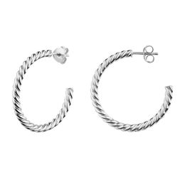 Paar Creolen Firetti "Schmuck Geschenk Silber 925 Ohrschmuck Ohrringe gedrehte Optik" Gr. 32, silberfarben, Ohrringe, Damen, 32, Silber 925 (Sterlingsilber)