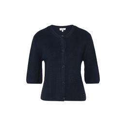 Strickjacke s.Oliver, Damen, Gr. 38, navy, Strick, Obermaterial: 60% Baumwolle, 40% Polyacryl, unifarben, normal h&uuml;ftbedeckend, Rundhals, B&uuml;ndchen, Strickjacken Strickjacke, halbarm, mit Knopfleiste