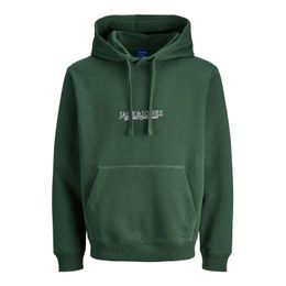 Jack & Jones JACK & JONES Herren Kapuzensweatshirt "JORBLEECKER MINIMAL SWEAT HOOD"sycamore, Gr. M, bedruckt, angeraute Sweatware, Obermaterial: 60% Baumwolle,