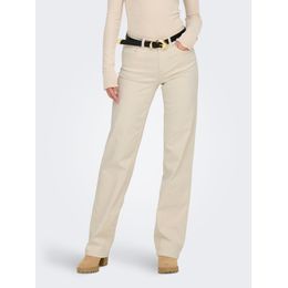 Straight-Jeans Only "ONLBLUSH MID STRAIGHT DNM DOT NOOS", Damen, Gr. L (40), L&auml;nge 32, beige (ecru), Denim/Jeans, Obermaterial: 92% Baumwolle, 6% Elastomultiester, 2% Elasthan, unifarben, regular fit lang, Jeans Straight-Jeans, 5-Pocket Style