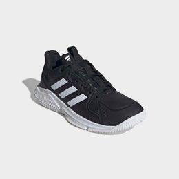 Hallenschuh adidas Performance "COURT FLIGHT INDOOR", Herren, Gr. 42, schwarz-wei&szlig; (core schwarz, ftwr wei&szlig;, core schwarz), Synthetik, Textil, Schuhe Hallenschuh, Volleyballschuh