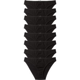 Slip bonprix, Damen, Gr. 36/38 (S), 8 Stk., schwarz, Obermaterial: 100% Baumwolle, Unterhosen Slip, klassische Passform, einfarbig, aus Baumwolle, im 8er Pack