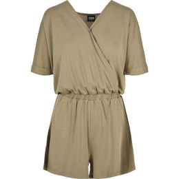 Jumpsuit Urban Classics "Urban Classics Damen Ladies Short Modal Jumpsuit", Damen, Gr. L, US-Gr&ouml;&szlig;en, khaki, 77% Modal, 23% Polyester, unifarben, loose fit, Overalls Jumpsuit