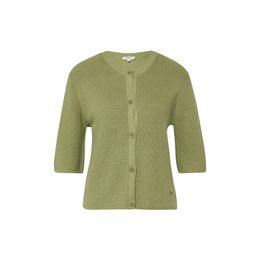 s.Oliver Damen Strickjackekhaki, Gr. 46, unifarben, Strick, Obermaterial: 60% Baumwolle, 40% Polyacryl, Strickjacken, halbarm, mit Knopfleiste