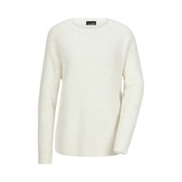 Rundhalspullover GOLDNER "Kurzgr&ouml;&szlig;e Langarm Pullover mit Rautenmuster", Damen, Gr. 21, wei&szlig; (cremewei&szlig;), Obermaterial: 56% Polyacryl PAN. 36% Polyamid PA. 8% Wolle mw., Modisch, Pullover Rundhalspullover, Rautenmuster