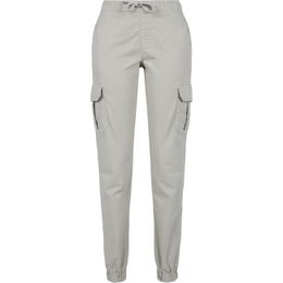 Urban Classics Damen Cargohose "Urban Classics Damen Ladies High Waist Cargo Jogging Pants"concrete, Gr. 4XL, unifarben, 98% Baumwolle, 2% Elasthan,