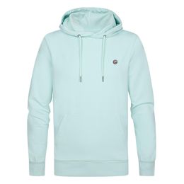 Kapuzensweatshirt PETROL INDUSTRIES "Men Sweater Hooded", Herren, Gr. L (40), cool mint, Sweatware, Obermaterial: 95% Baumwolle, 5% Elasthan, unifarben, regular fit h&uuml;ftbedeckend, Rundhals, Flachstrickb&uuml;ndchen, Sweatshirts, mit K&auml;ngurutasche und Kordelzug