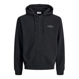 Jack & Jones Kapuzensweatjacke JACK & JONES "JJCOLLEGE LOGO SWEAT ZIP HOOD", Herren, Gr. S, schwarz, Sweatware, Obermaterial: 80% Baumwolle, 20% Polyester, unifarben, relaxed fit normal, Rundhals, Rippb&uuml;ndchen, Sweatjacken
