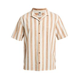 Kurzarmhemd Quiksilver "Sunset Song", Herren, Gr. S, US-Gr&ouml;&szlig;en, bone wei&szlig; stripes sunset, Obermaterial: 55% Walkfrottier, 45% Hanf;, Hemden