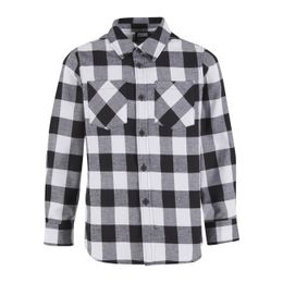 Urban Classics M&auml;dchen Langarm-Poloshirt "Urban Classics Herren Boys Checked Flanell Shirt"schwarz, wei&szlig;, Gr. 122, kariert, 100% Baumwolle, Shirts
